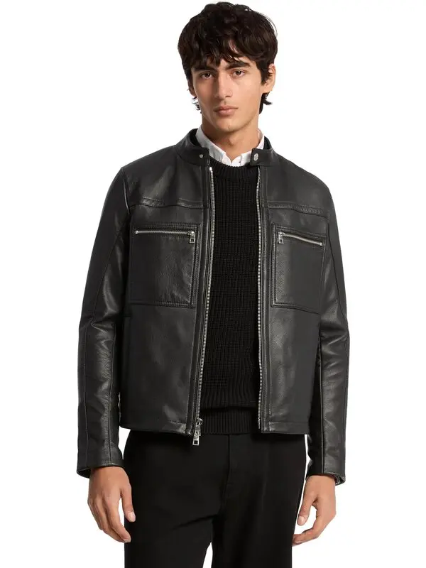 Michael Kors Leather Racer Jacket - Black