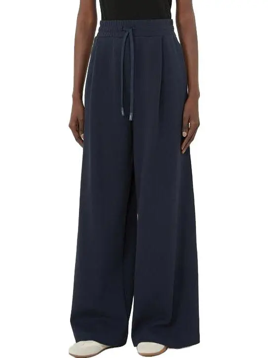 Max Mara Perdoni Side Stripe Cotton Blend Pants - Navy