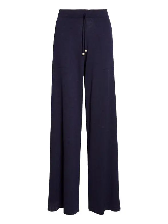 Eleventy Avalon Travel Merino Wool Drawstring Pants - Blue/white