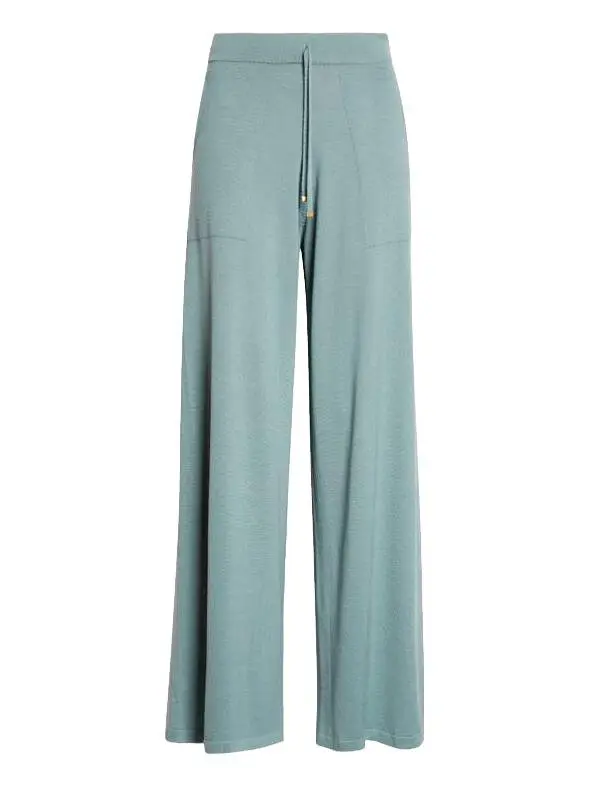 Eleventy Avalon Travel Merino Wool Drawstring Pants - White/jade