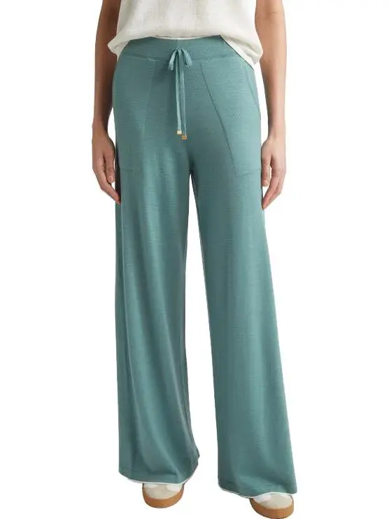Eleventy Avalon Travel Merino Wool Drawstring Pants - White/jade