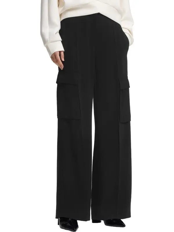 BOSS Wide-leg Crepe Cargo Pants - Black