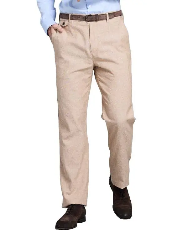Billy Reid Flat-front Linen & Cotton Pants - British Khaki