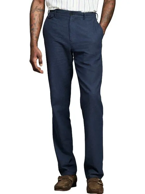 Billy Reid Flat-front Linen & Cotton Pants - Navy