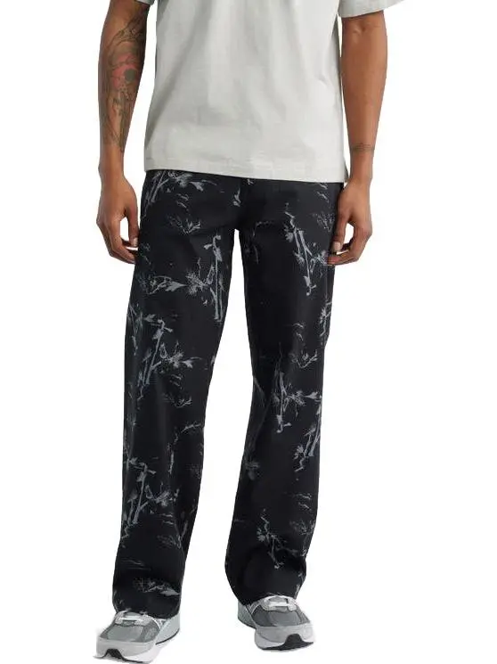 SANTO STUDIO Floral Printed Relaxed Fit Pants - Black