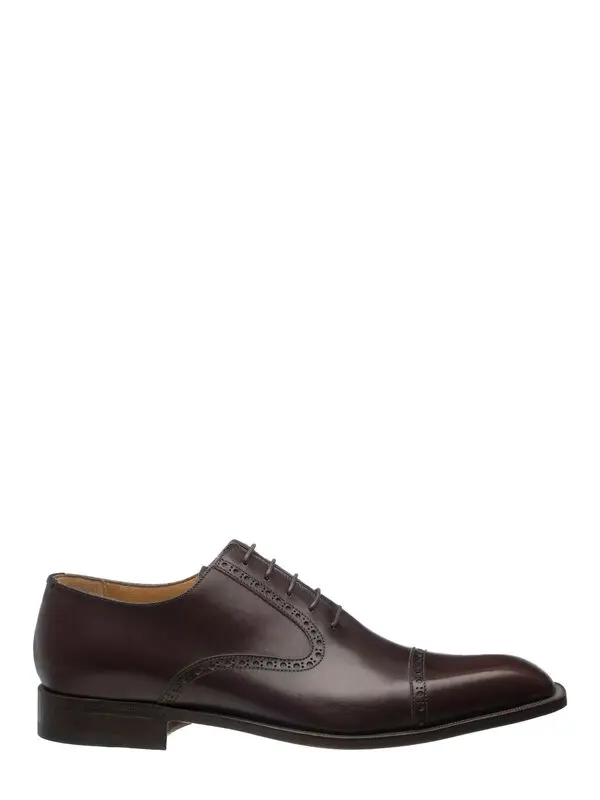 FERRINI Cap-toe Leather Lace-up - Dark Alo Chocolate