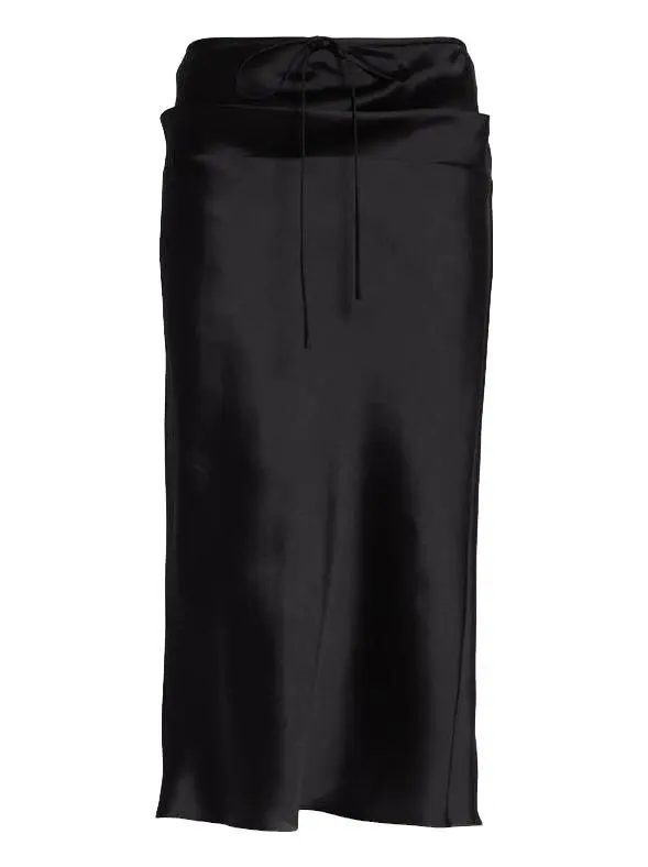GIA STUDIOS Silk Drawstring Column Skirt - Black