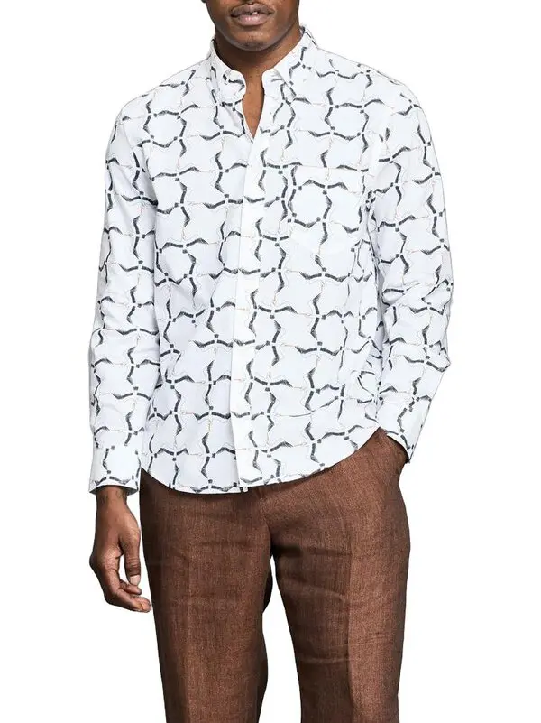 Billy Reid Pelican Plaid Cotton Button-up Shirt - White