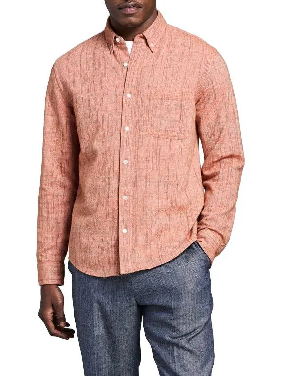 Billy Reid Slub Weave Tuscumbria Button-down Shirt - Desert Sun Multi