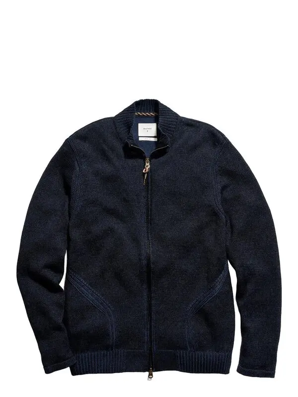 Billy Reid Linen & Cotton Track Zip Cardigan - Navy