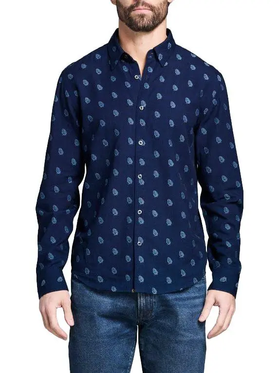 Billy Reid Pelican Paisley Wilson Button-up Shirt - Carbon Blue