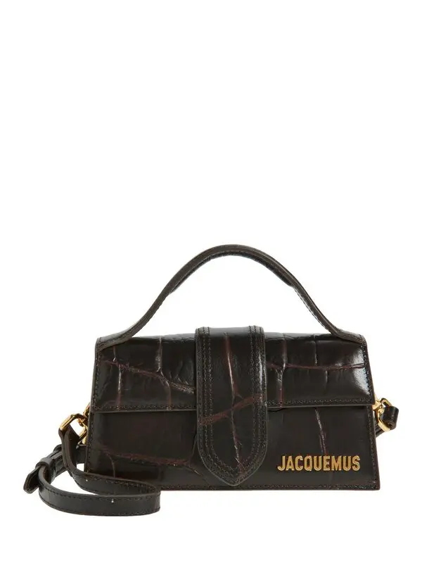 Jacquemus Le Bambino Croc-embossed Leather Shoulder Bag - Dark Brown 880