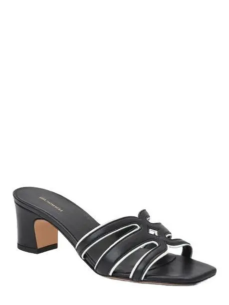 Bruno Magli Enora Leather Slide Sandal - Black Nappa/bone