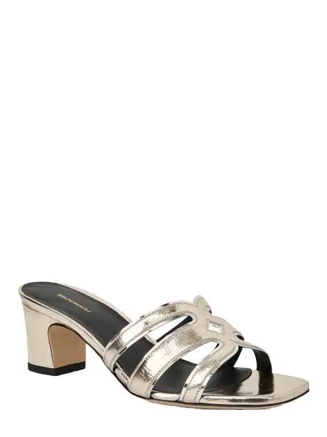 Bruno Magli Enora Leather Slide Sandal - Platino/silver