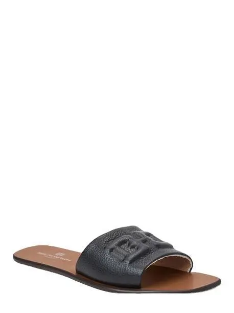 Bruno Magli Leather Slide Sandal - Black Tumbled