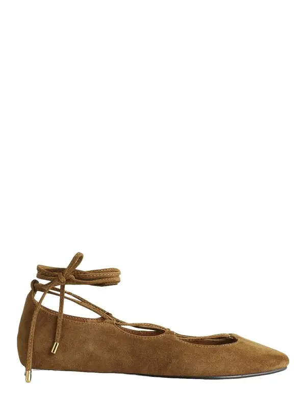 Madewell Greta Lace-up Ballet Flat - Warm Chestnut