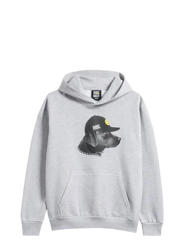 MARKET Smiley® Dog Got Style Graphic Hoodie - Ash Grey