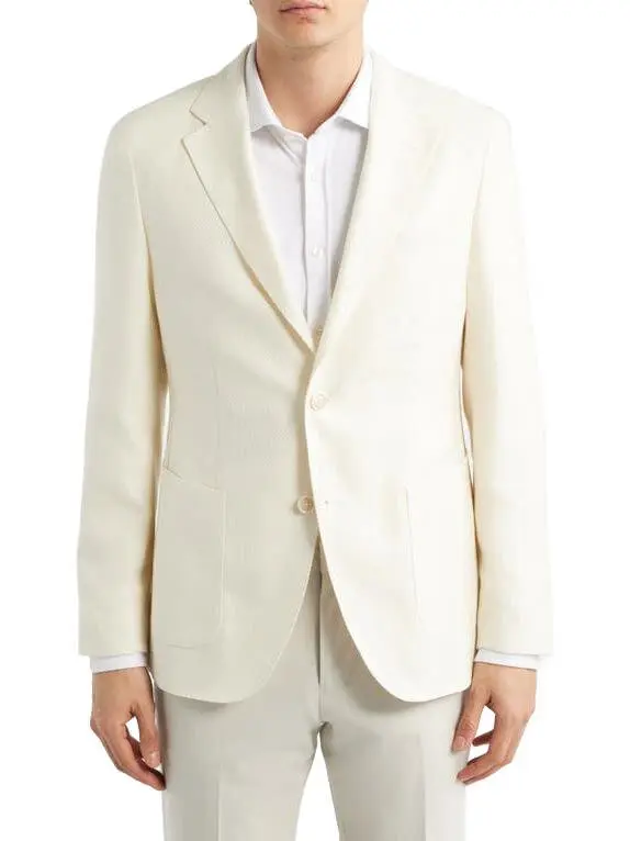 BOSS Heston Slim-fit Textured Sport Coat - Open White