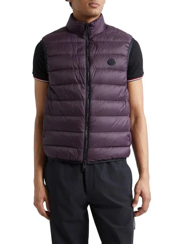 Moncler Deneb Zip Down Puffer Vest - Dark Burgundy