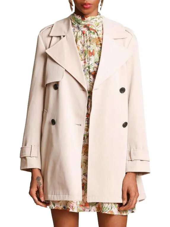 Avec Les Filles Double Breasted Short Trench Coat - Sandstone