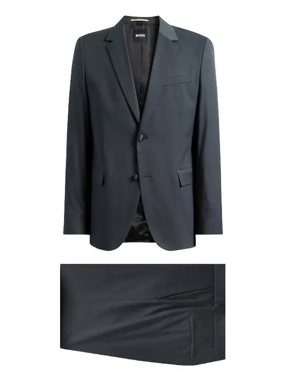 BOSS Houston Slim Fit Dark Green Wool Suit - Open Grn