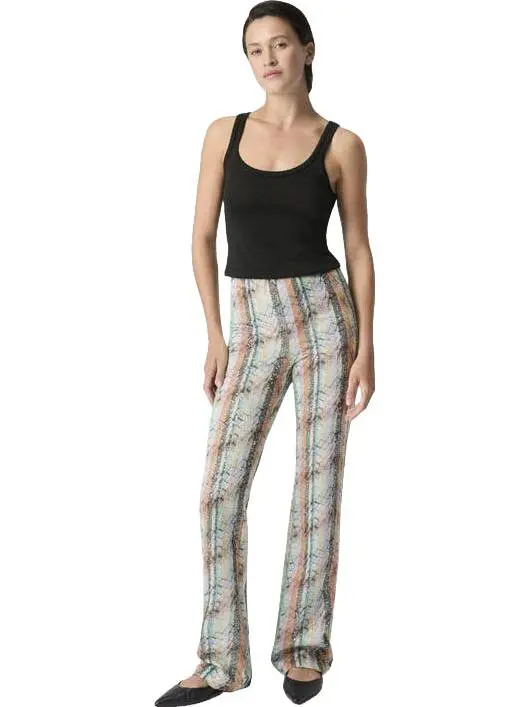 Missoni Flared Trousers In Viscose Lamé Blend With Multi-technique Knit And Sequins - Multicoloured