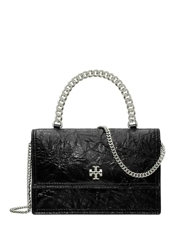 Tory Burch Kira Distressed Mini Top Handle Wallet On A Chain - Black