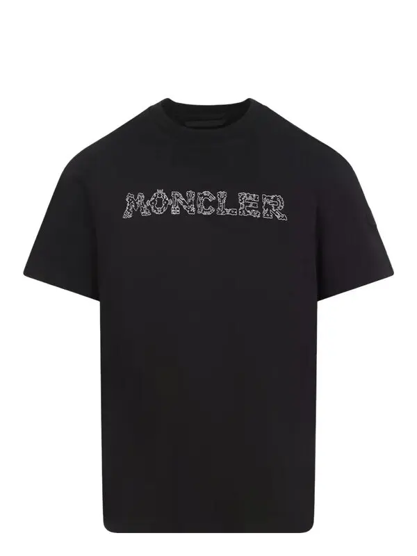 Moncler Embroidered-logo Cotton T-shirt - Black