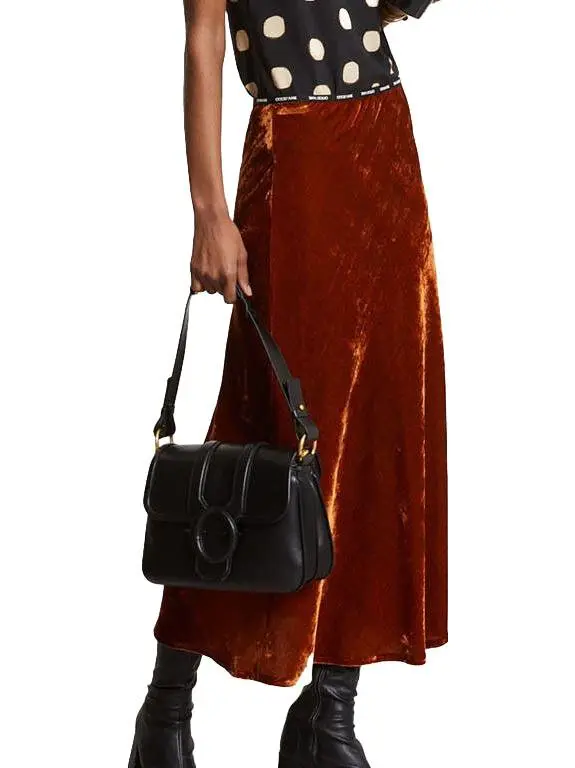 OTTOD'AME Velvet Midi Skirt - Brown