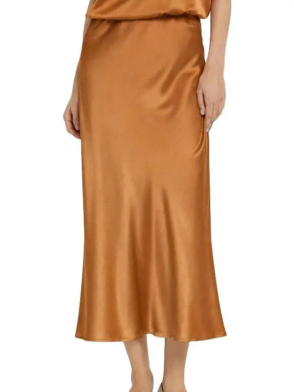 OTTOD'AME Viscose Fluid Maxi Skirt - Camel