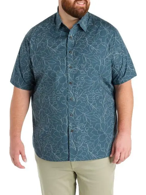 TRUE NATION BY DXL Big & Tall Floral Sport Shirt V2 - Dark Slate