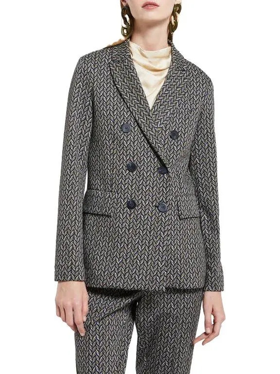 OTTOD'AME Printed Double Breasted Blazer - Night