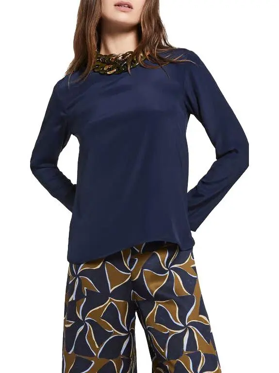 OTTOD'AME Long Sleeve Silk-blend Blouse - Blue