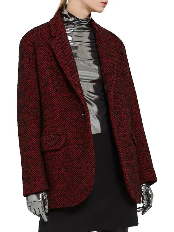 OTTOD'AME Tweed Blazer - Red/black