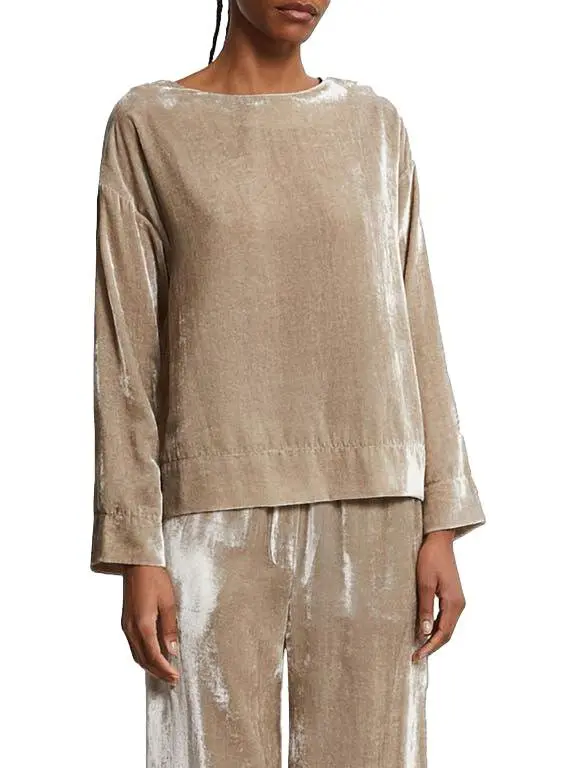 OTTOD'AME Velvet Blouse - Stone