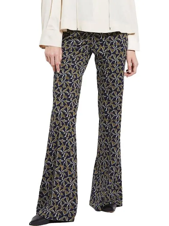 OTTOD'AME Printed Flare Trousers - Blue