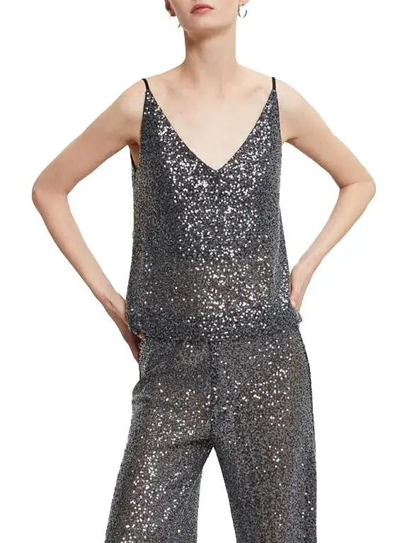 OTTOD'AME Sequin Top - Metallic Silver