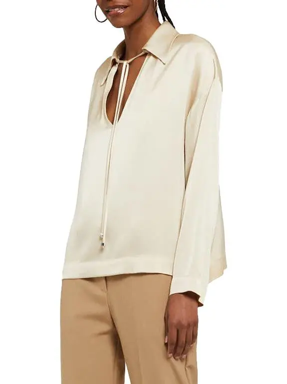 OTTOD'AME Viscose Blouse With Tie - Ecru