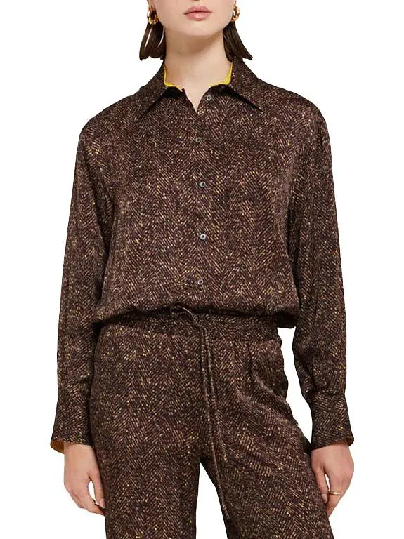OTTOD'AME Printed Viscose Shirt - Brown