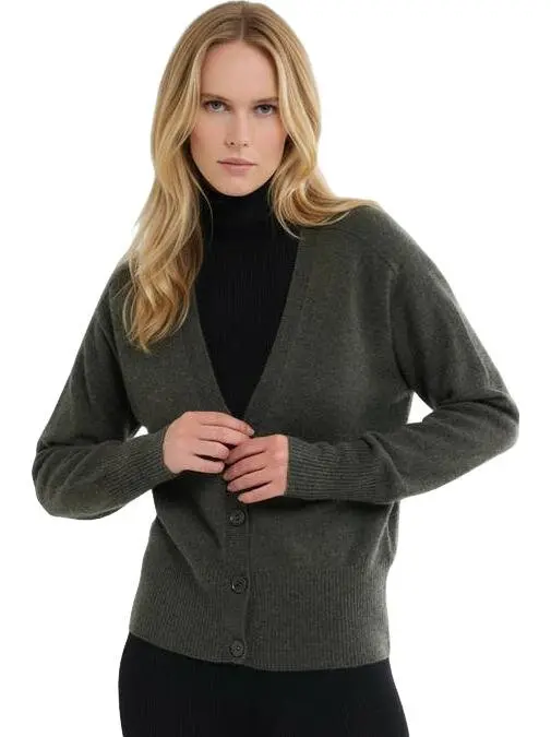 Majestic Filatures Cashmere V-neck Cardigan - Kaki