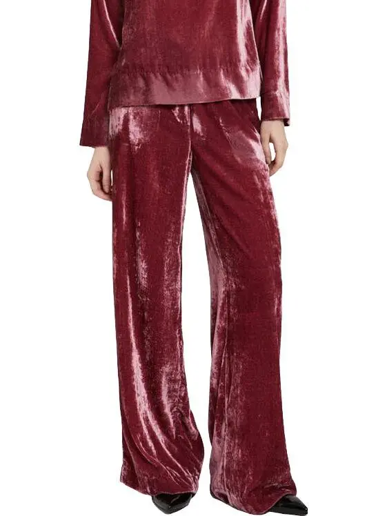 OTTOD'AME Velvet Palazzo Trousers - Pink