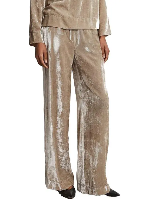 OTTOD'AME Velvet Palazzo Trousers - Stone