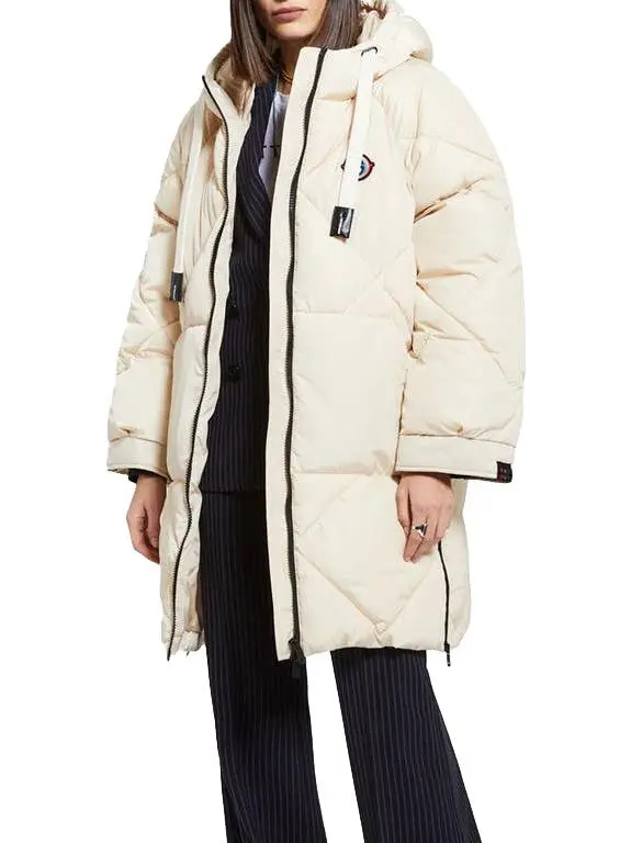 OTTOD'AME Midi Quilted Puffer Jacket - Ecru