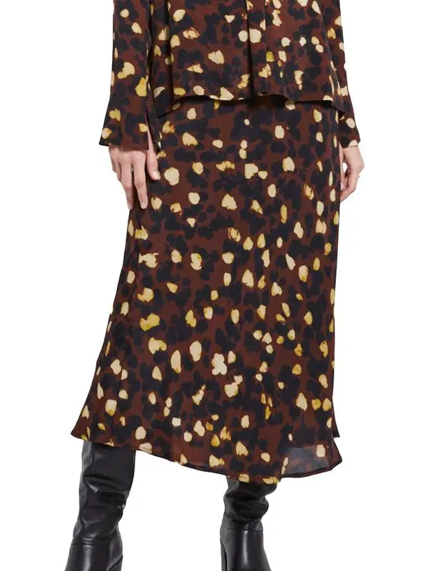 OTTOD'AME Printed Viscose Long Skirt - Brown
