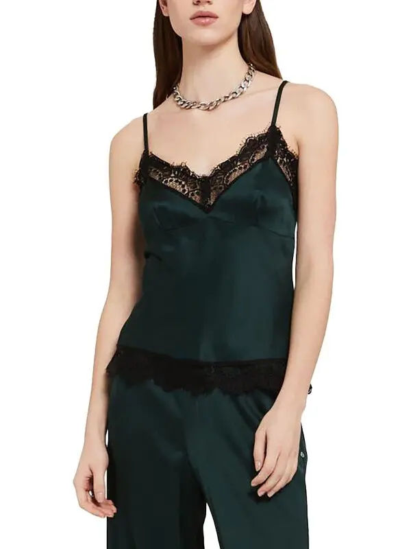 OTTOD'AME Viscose Camisole With Lace - Forest