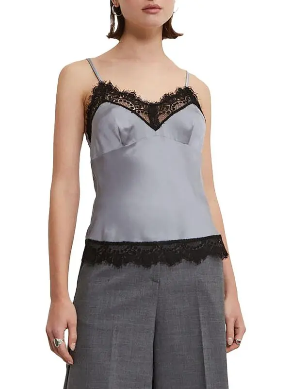 OTTOD'AME Viscose Camisole With Lace - Grey