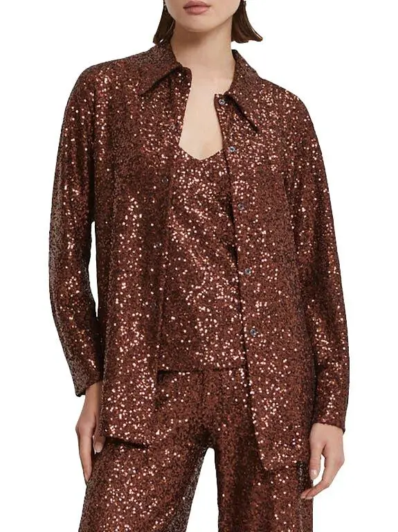 OTTOD'AME Sequin Embellished Shirt - Bronze
