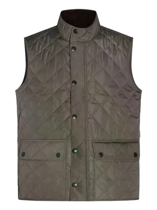 Barbour Diamond Quilted Button Vest - Brown