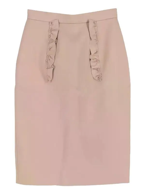Miu Miu Pencil Ruffle Skirt - Neutrals