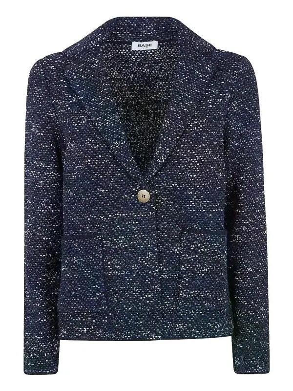BASE Patterned Cotton Button Jacket - Blue